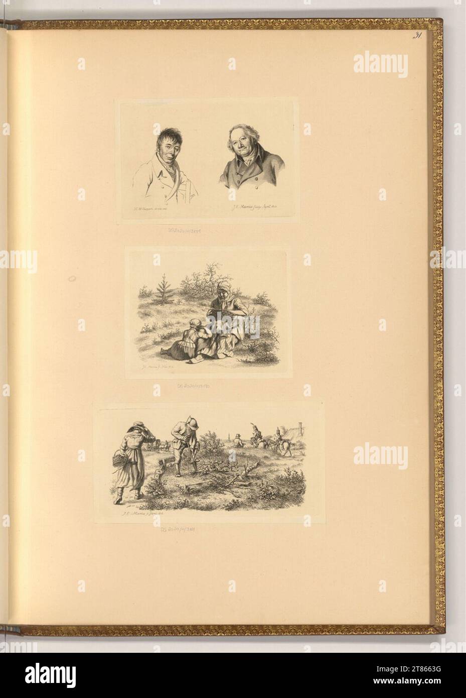 Jacob Ernst Marcus (Engraver) General studies: portraits, mother with ...