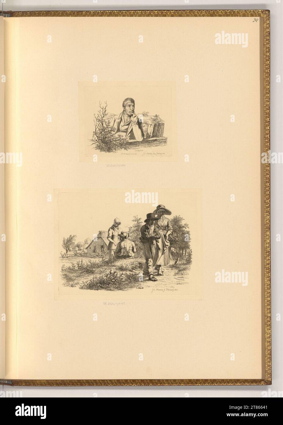 Jacob Ernst Marcus (Engraver) Portrait and genre studies: Thinking man ...