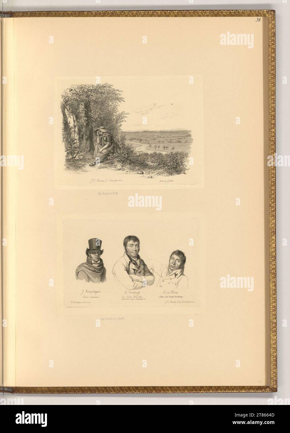 Jacob Ernst Marcus (Engraver) General studies: Thinking young woman in ...