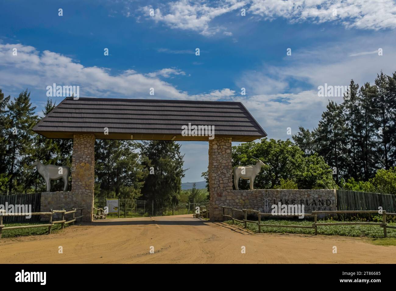 Lake Eland Nature reserve in Oribi gorge with a hanging suspension ...