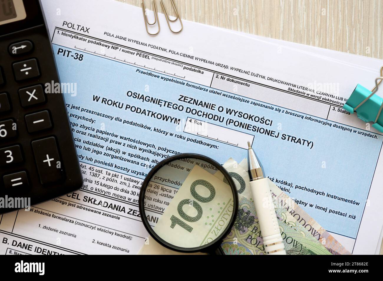 Declaration of the amount of earned income or incurred loss, PIT-38 tax ...