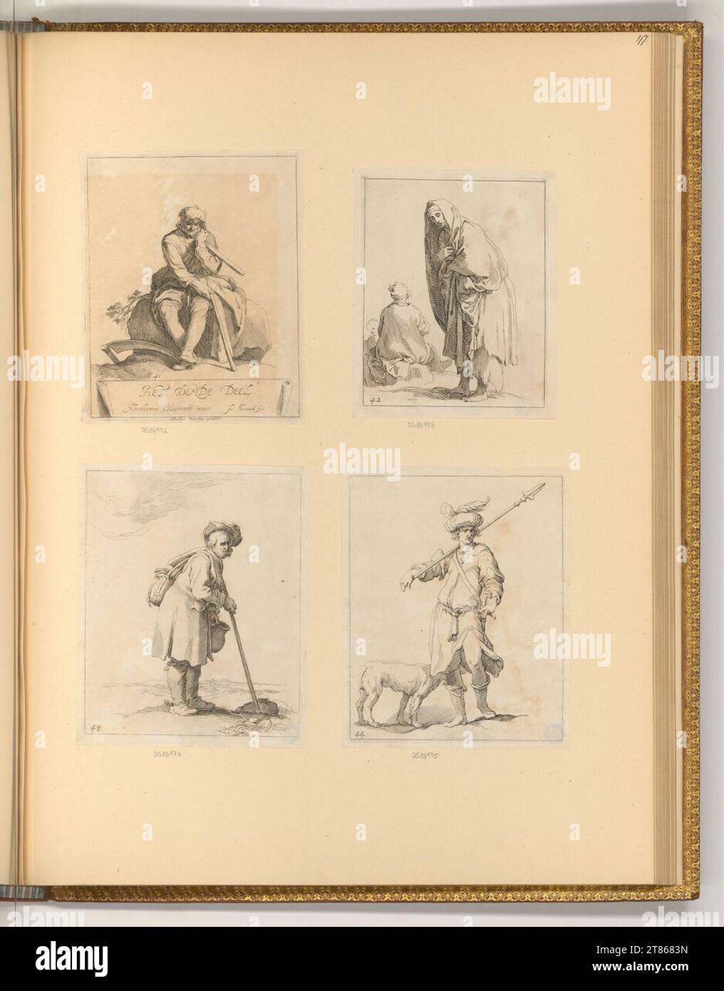 Frederick Bloemaert (Engraver) Title leaf, man with wooden stick and ...
