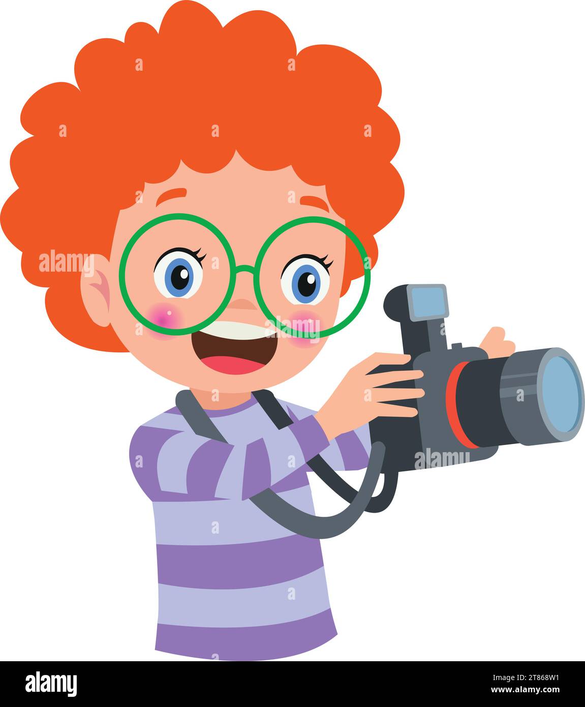 Cute boys taking photo using smartphone and camera cartoon vector ...