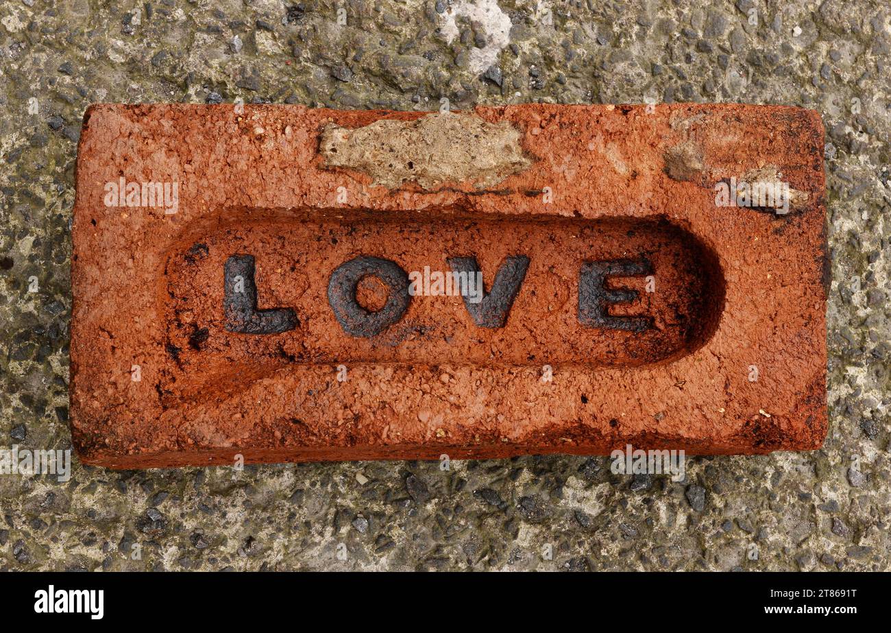LOVE, OLD BRICK FROM COUNTY DURHAM, ENGLAND Stock Photo - Alamy