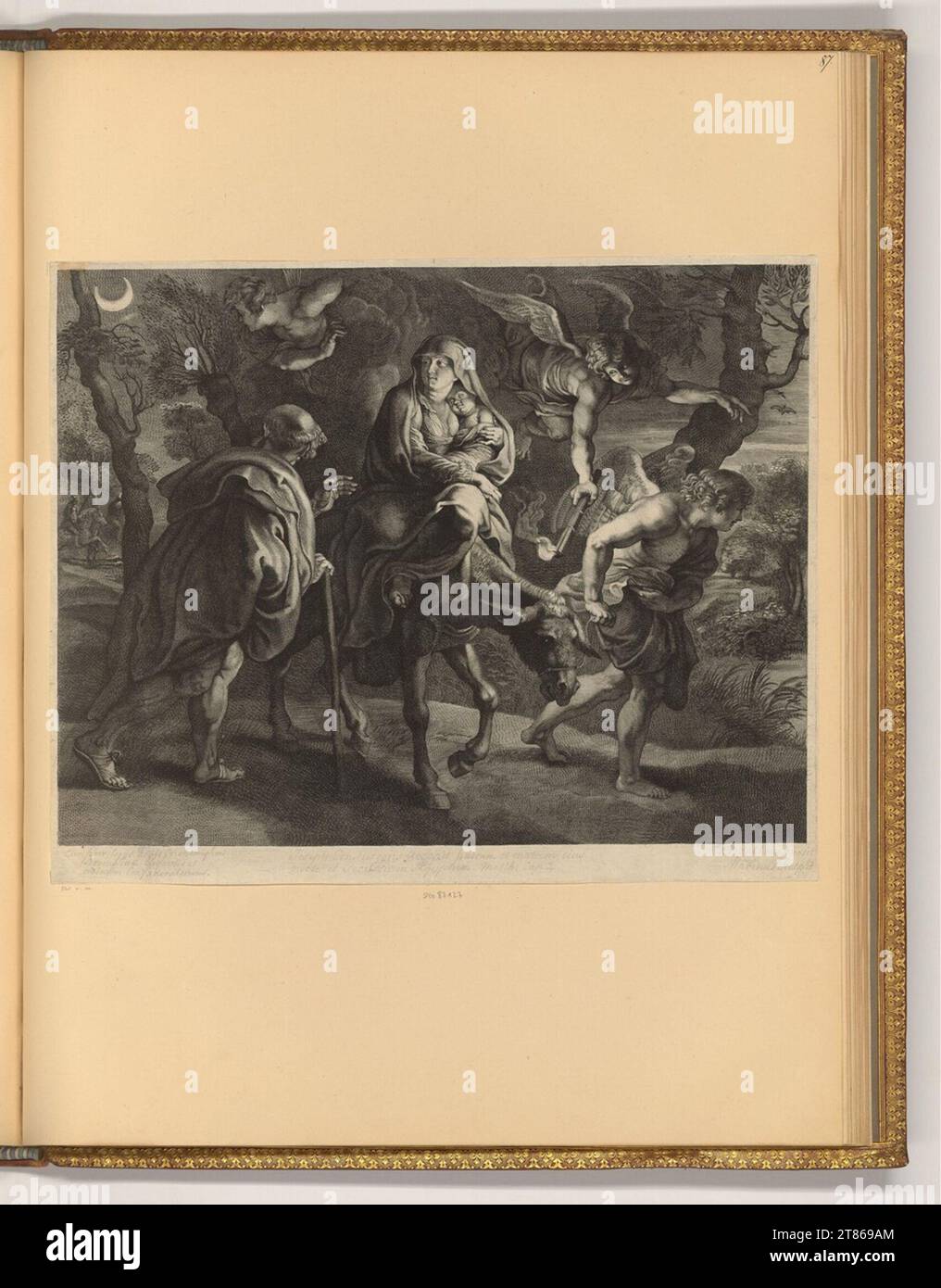 Marinus Robin van der Goes The escape to Egypt. Copper engraving print ...