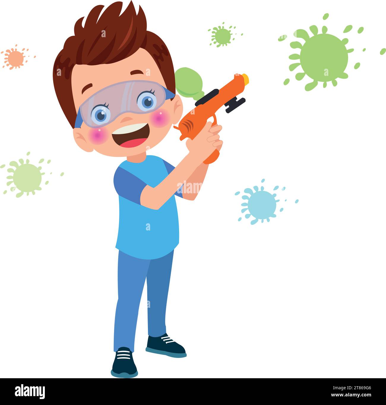 cute boy playing with toy gun Stock Vector Image & Art - Alamy