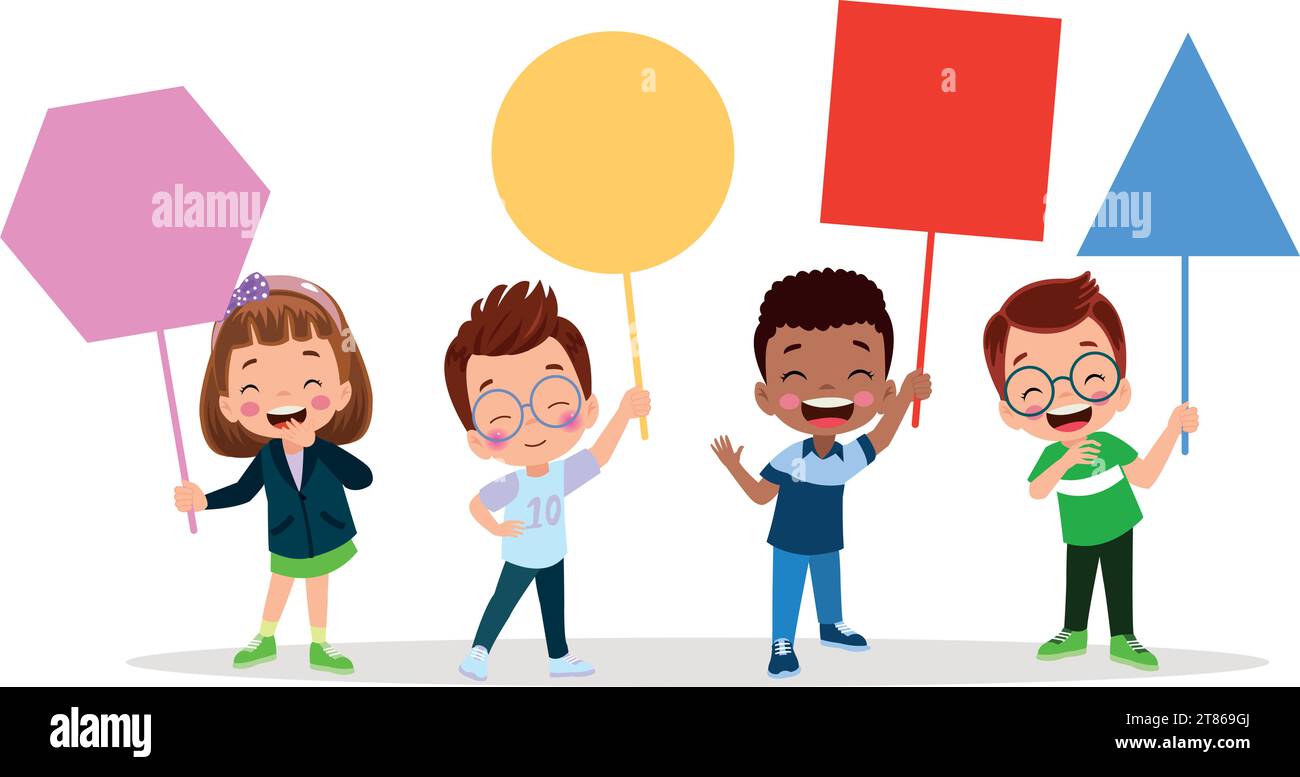 Funny Children Learning Basic Shapes Stock Vector Image & Art - Alamy