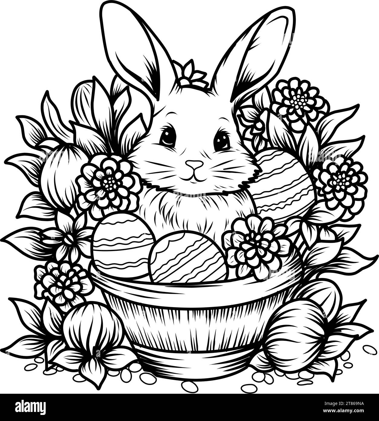 Black rabbit in basket Stock Vector Images - Alamy