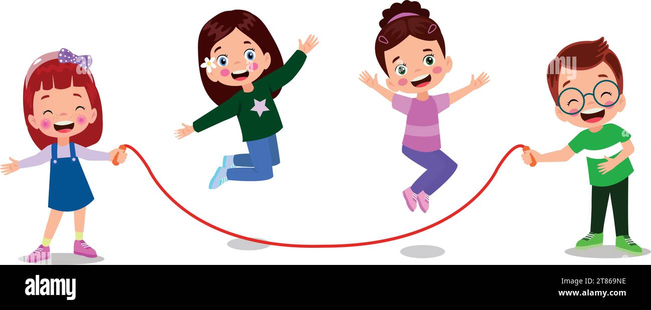 cute and happy kids jumping rope Stock Vector Image & Art - Alamy