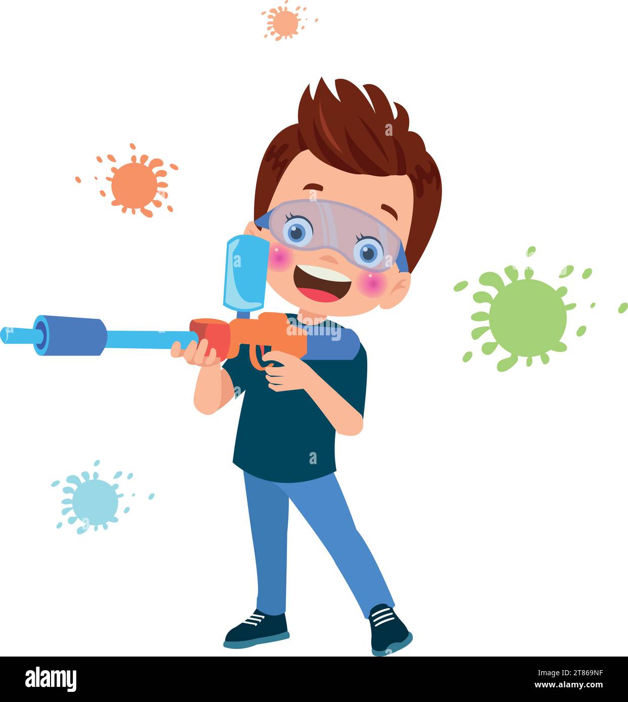 cute boy playing with toy gun Stock Vector Image & Art - Alamy
