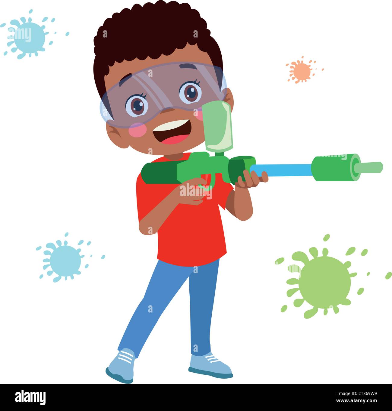 cute boy playing with toy gun Stock Vector Image & Art - Alamy