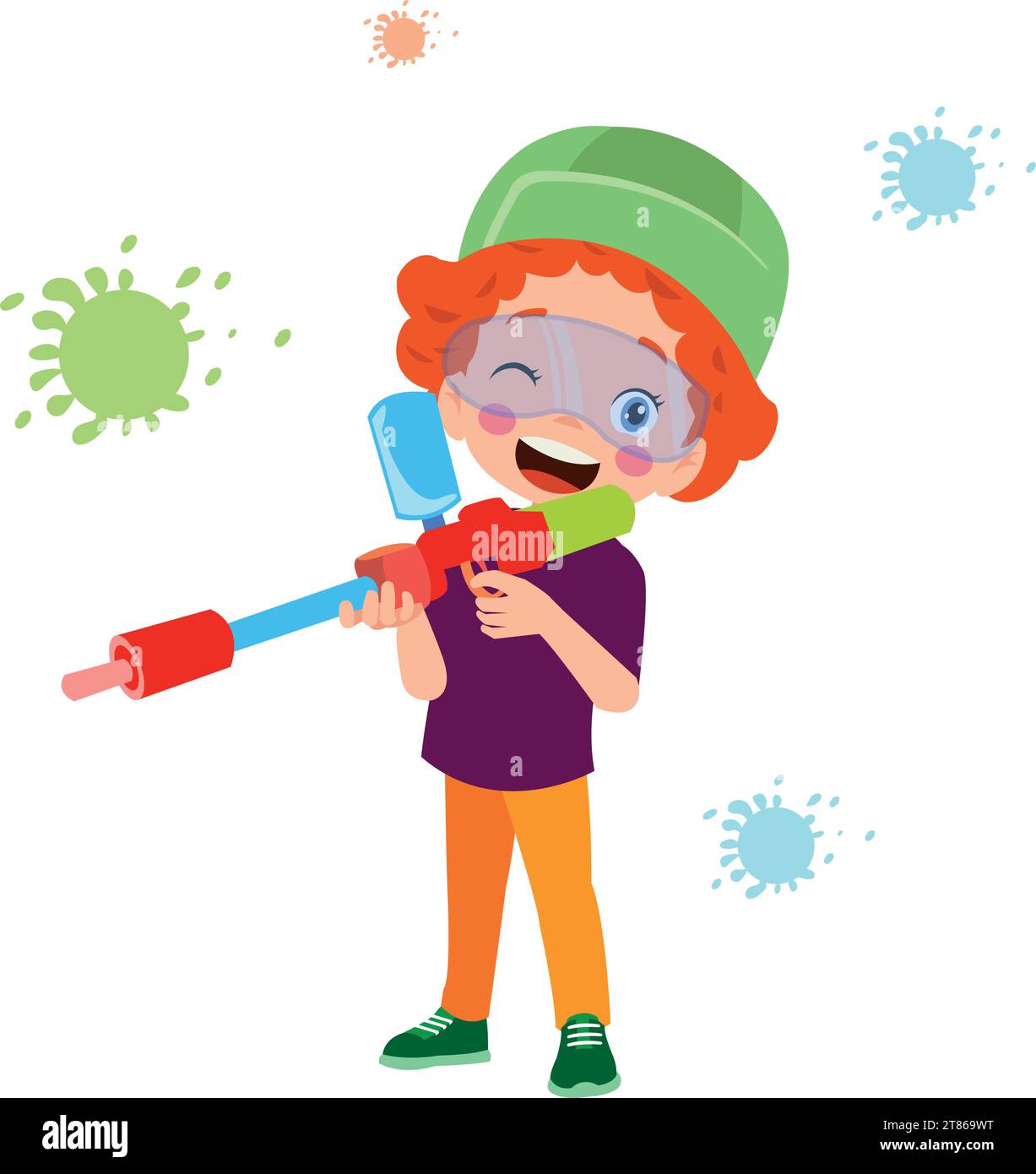cute boy playing with toy gun Stock Vector Image & Art - Alamy