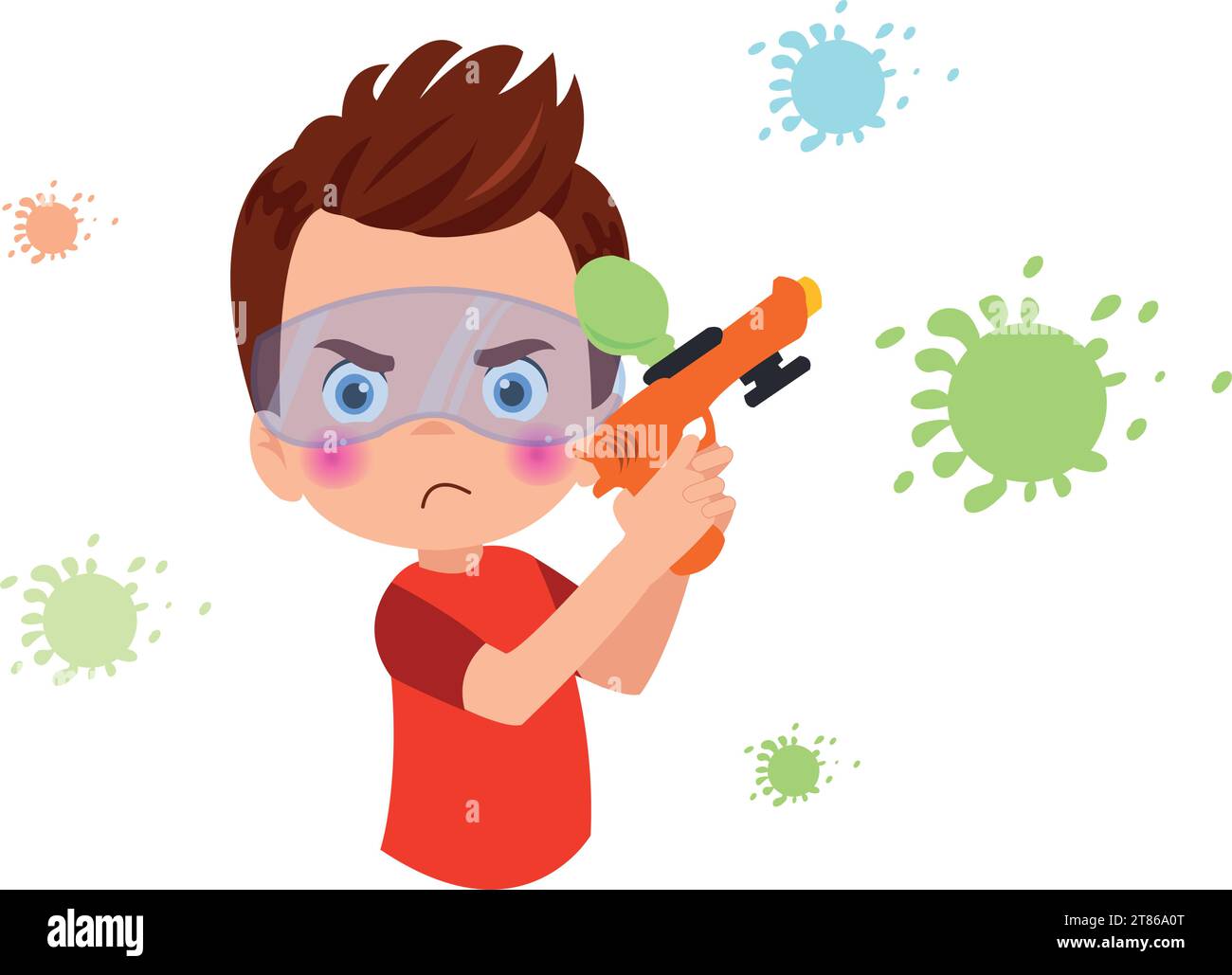 cute boy playing with toy gun Stock Vector Image & Art - Alamy