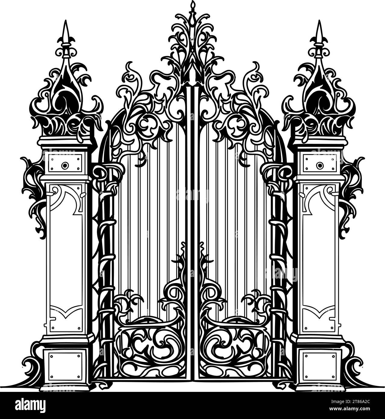 Sketch of a forged metal garden gate in the Renaissance style Stock ...