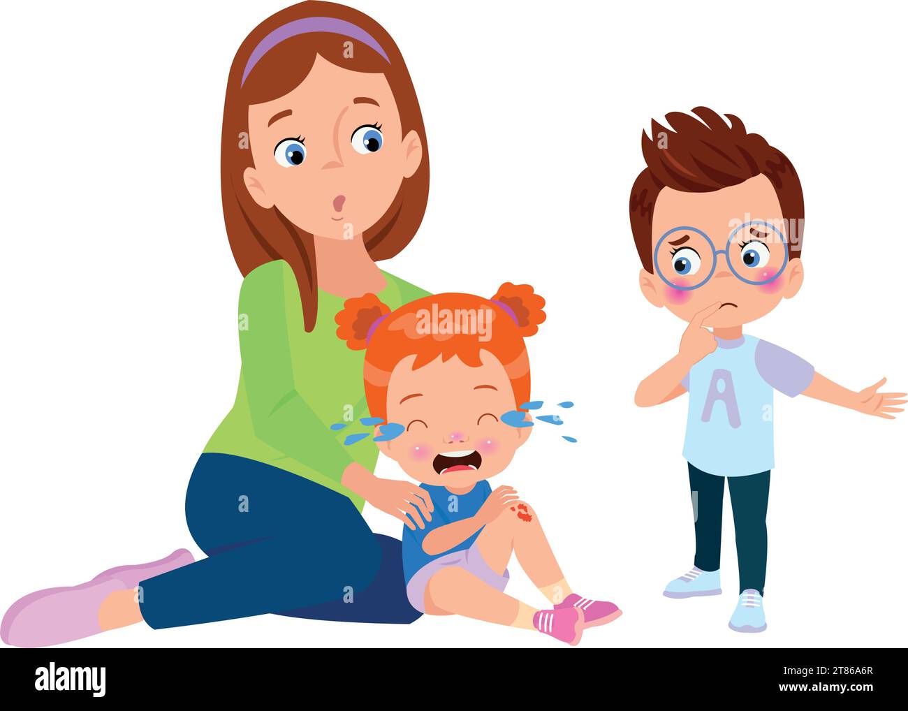 sad knee bleeding boy falling down Stock Vector Image & Art - Alamy