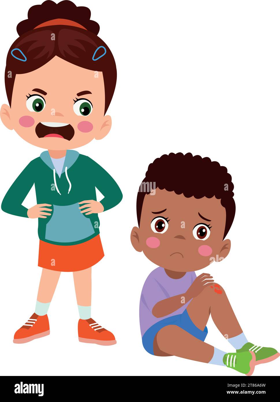 sad knee bleeding boy falling down Stock Vector Image & Art - Alamy