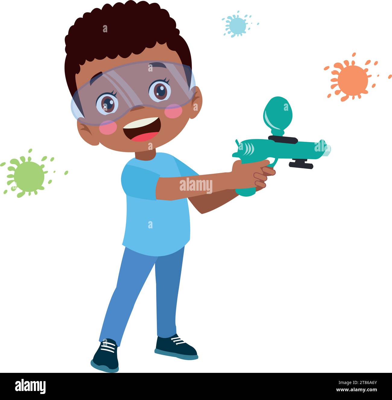 cute boy playing with toy gun Stock Vector Image & Art - Alamy