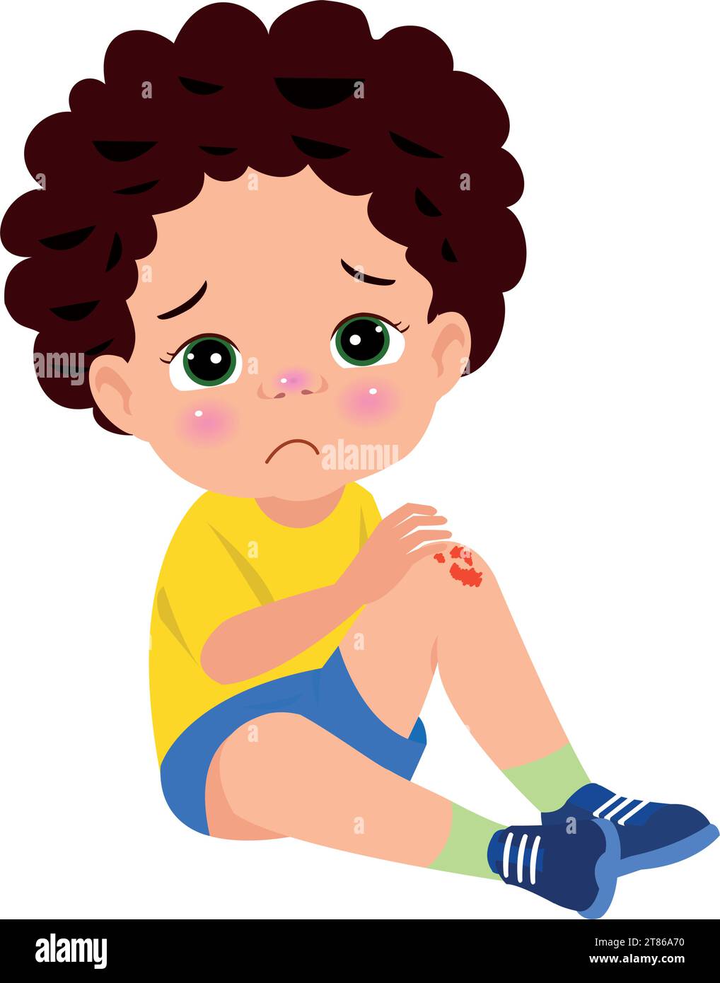 sad knee bleeding boy falling down Stock Vector Image & Art - Alamy