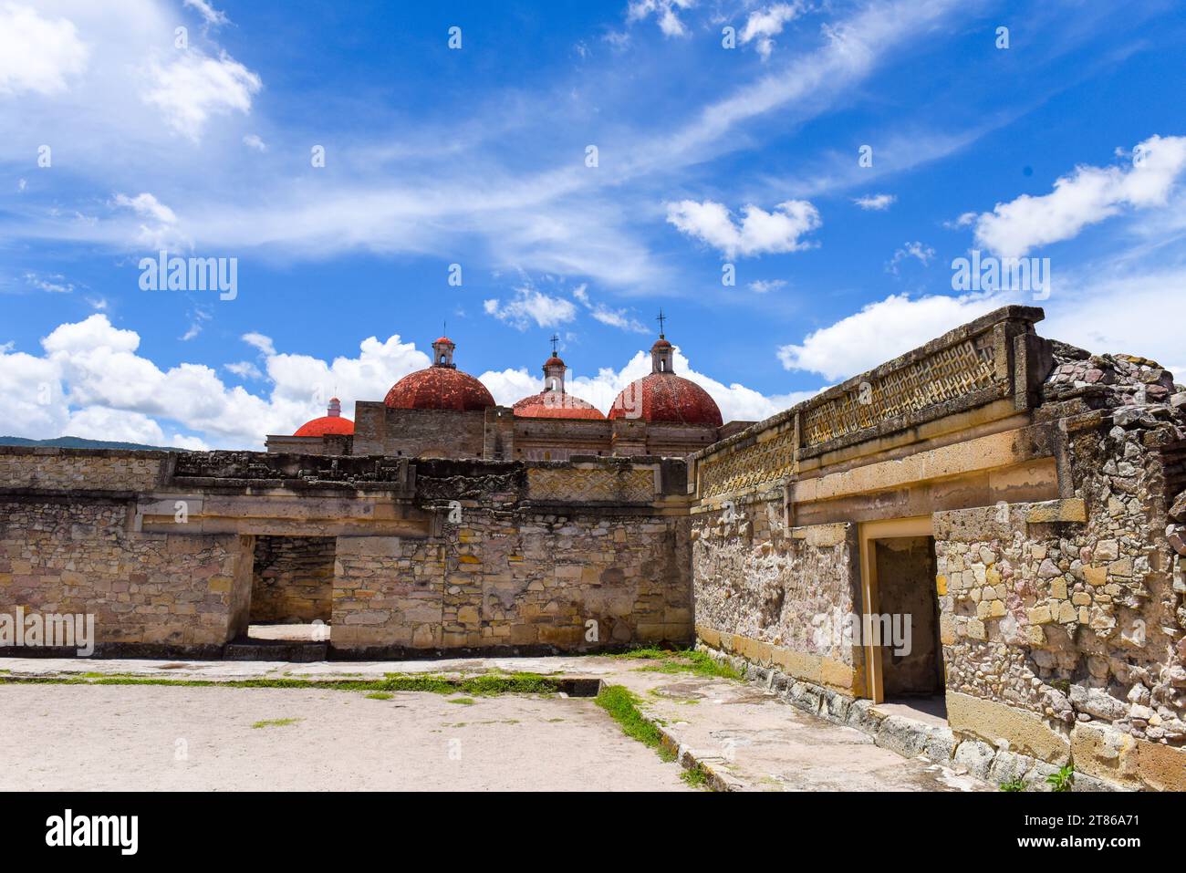 Iglesia San Pablo and Mitla, a mesoamerican archeological site of the ...