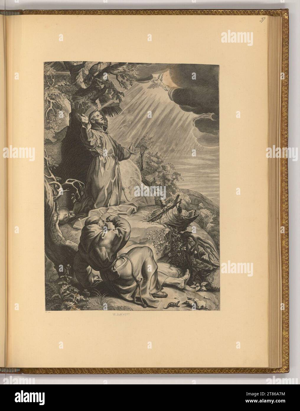 Peter Paul Rubens Franz von Assisi welcomes the stigmata. Copper engraving print 17. Century ...