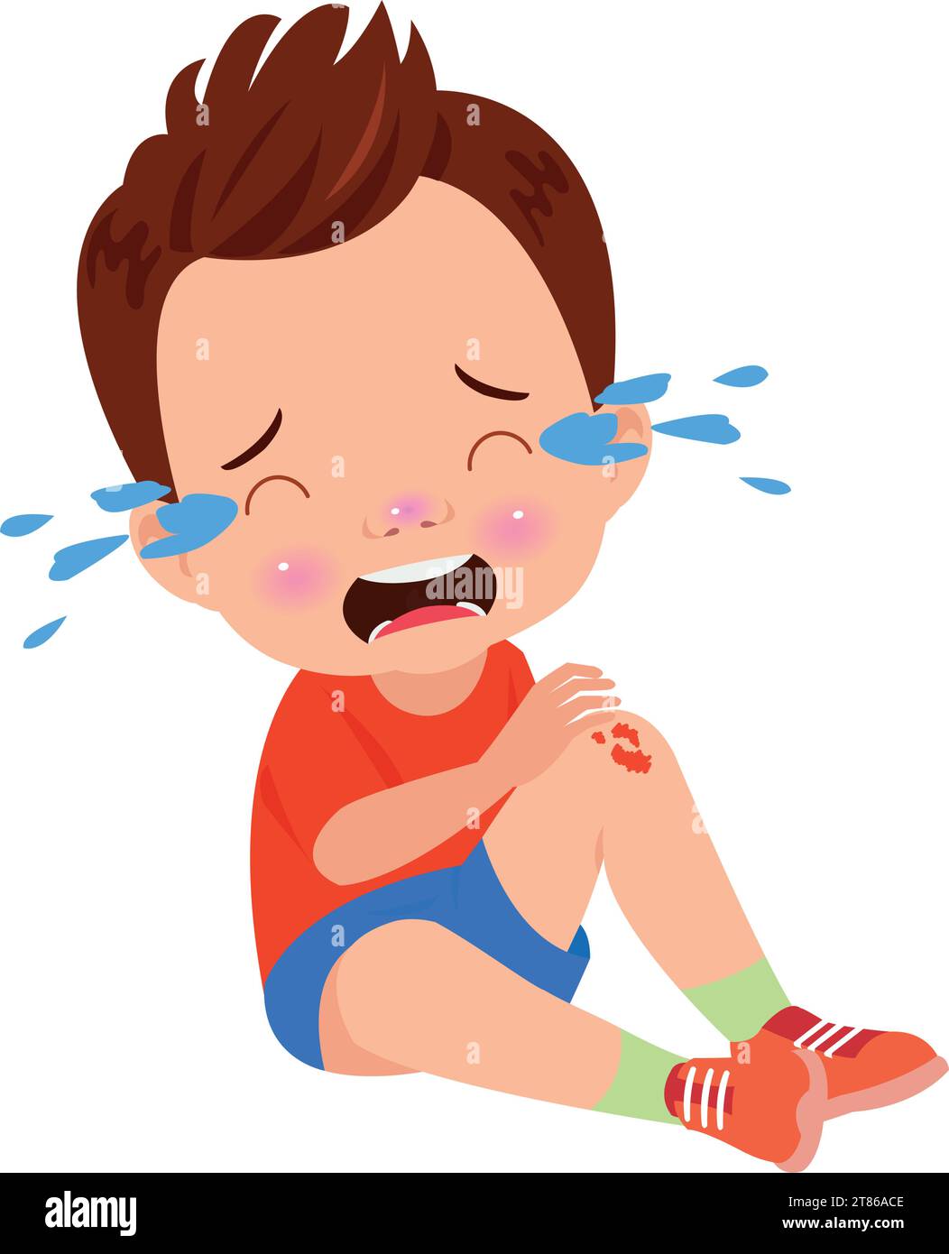 sad knee bleeding boy falling down Stock Vector Image & Art - Alamy