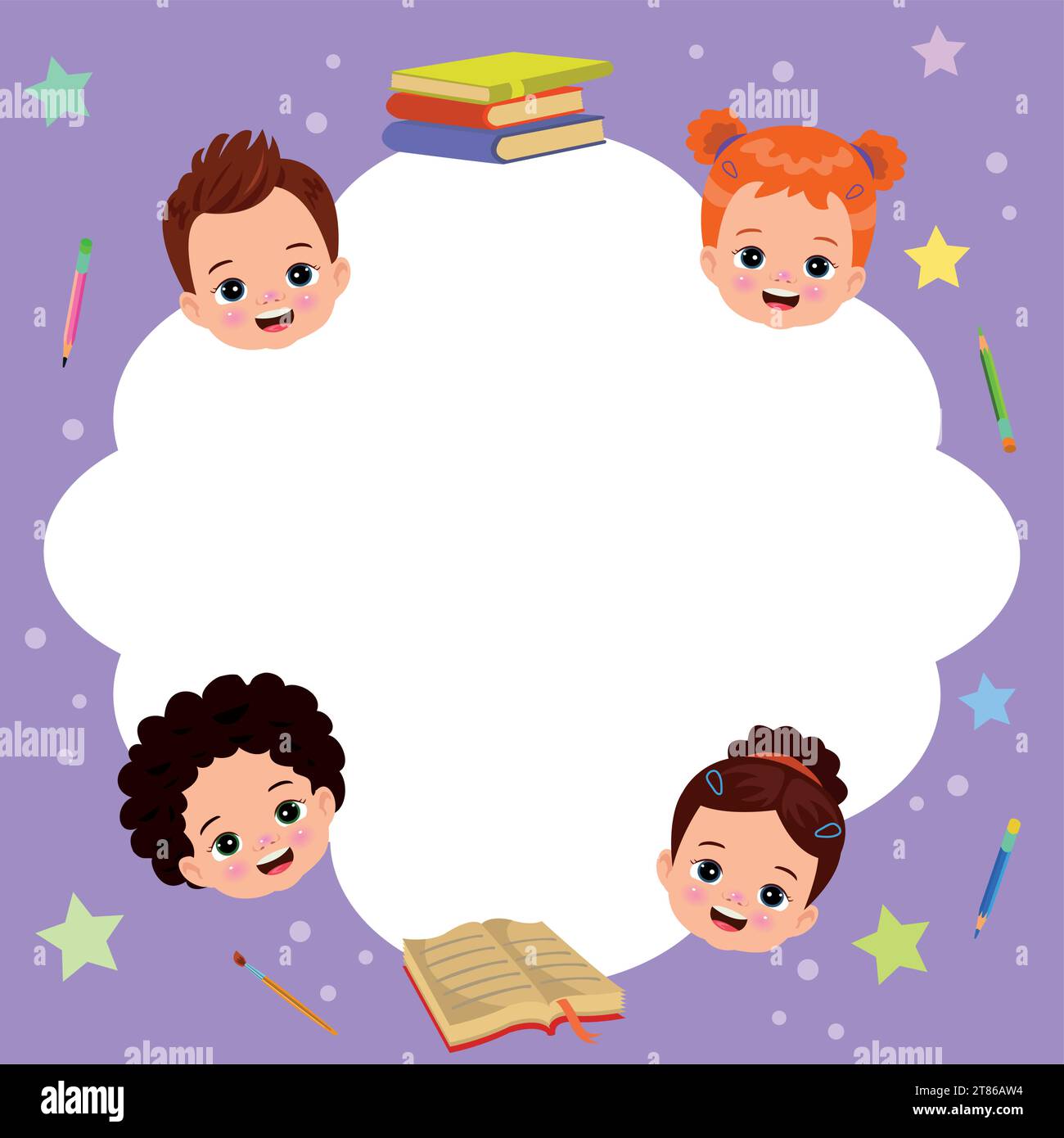 Funny Kids Posing With A Blank Frame Stock Vector Image & Art - Alamy