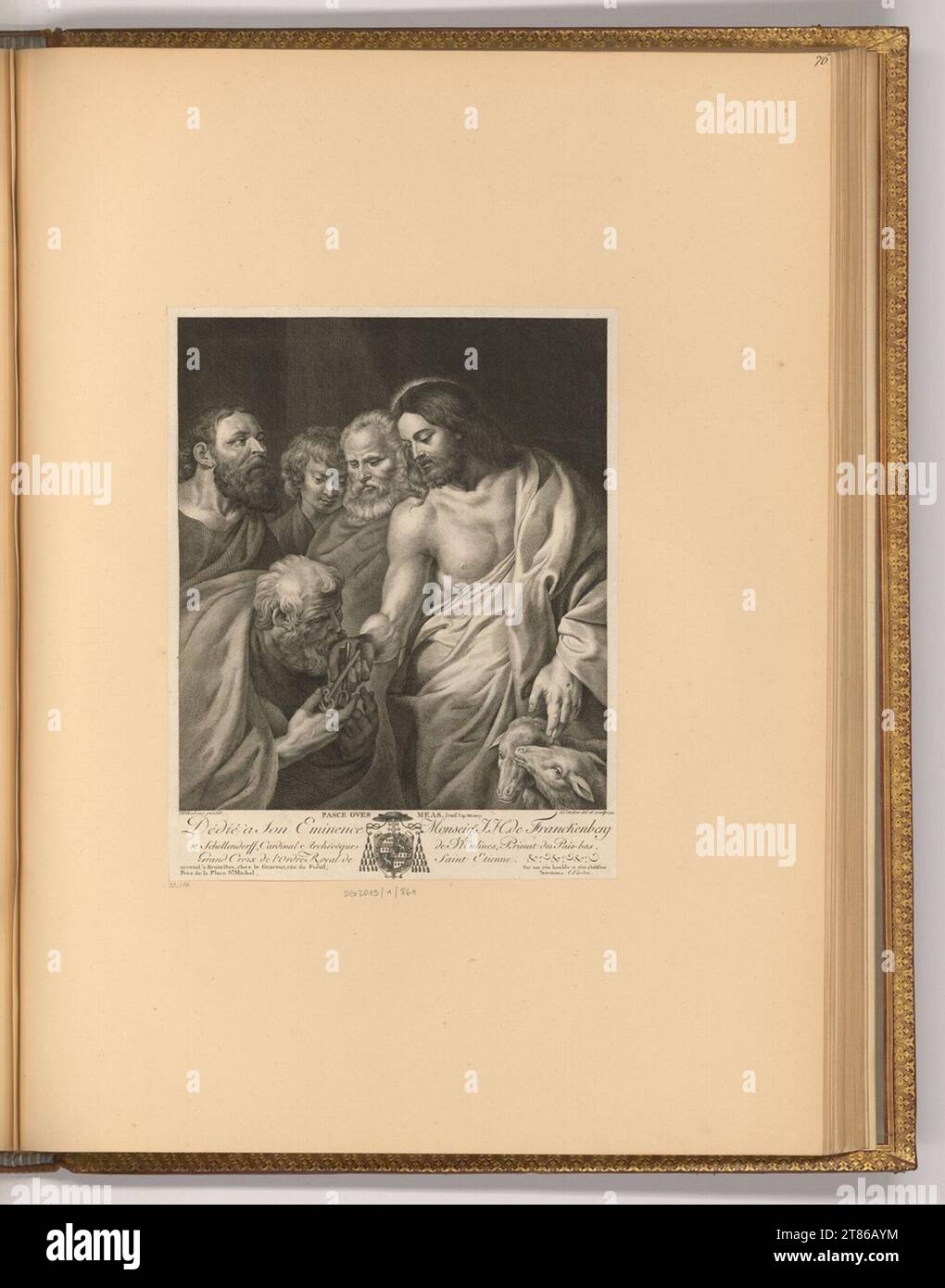 Antoine Cardon (Engraver) The key handover. Copper engraving, etching ...