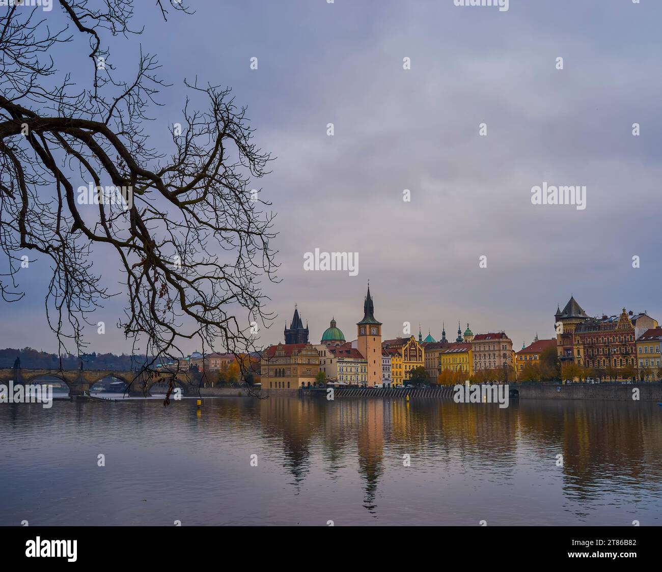 View of Prague from the banks of the Vltava River Stock Photo - Alamy