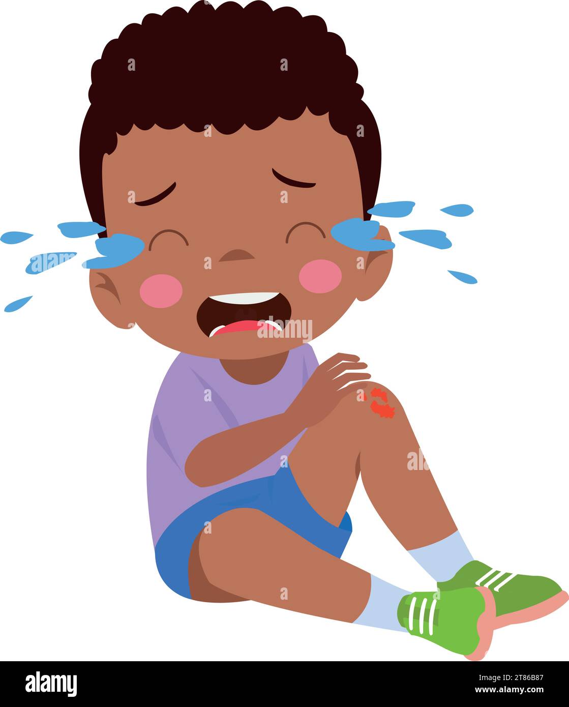 sad knee bleeding boy falling down Stock Vector Image & Art - Alamy