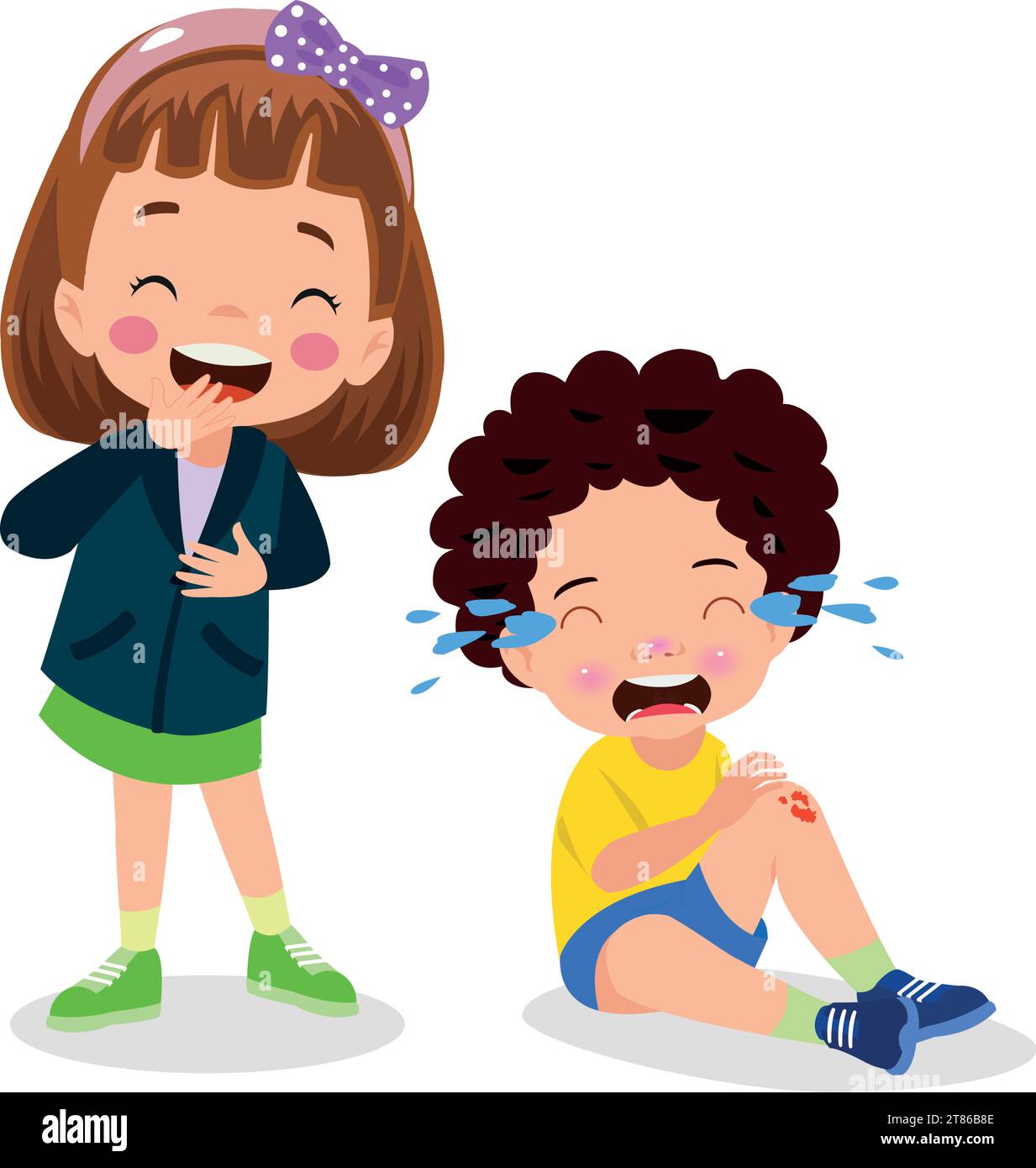 sad knee bleeding boy falling down Stock Vector Image & Art - Alamy