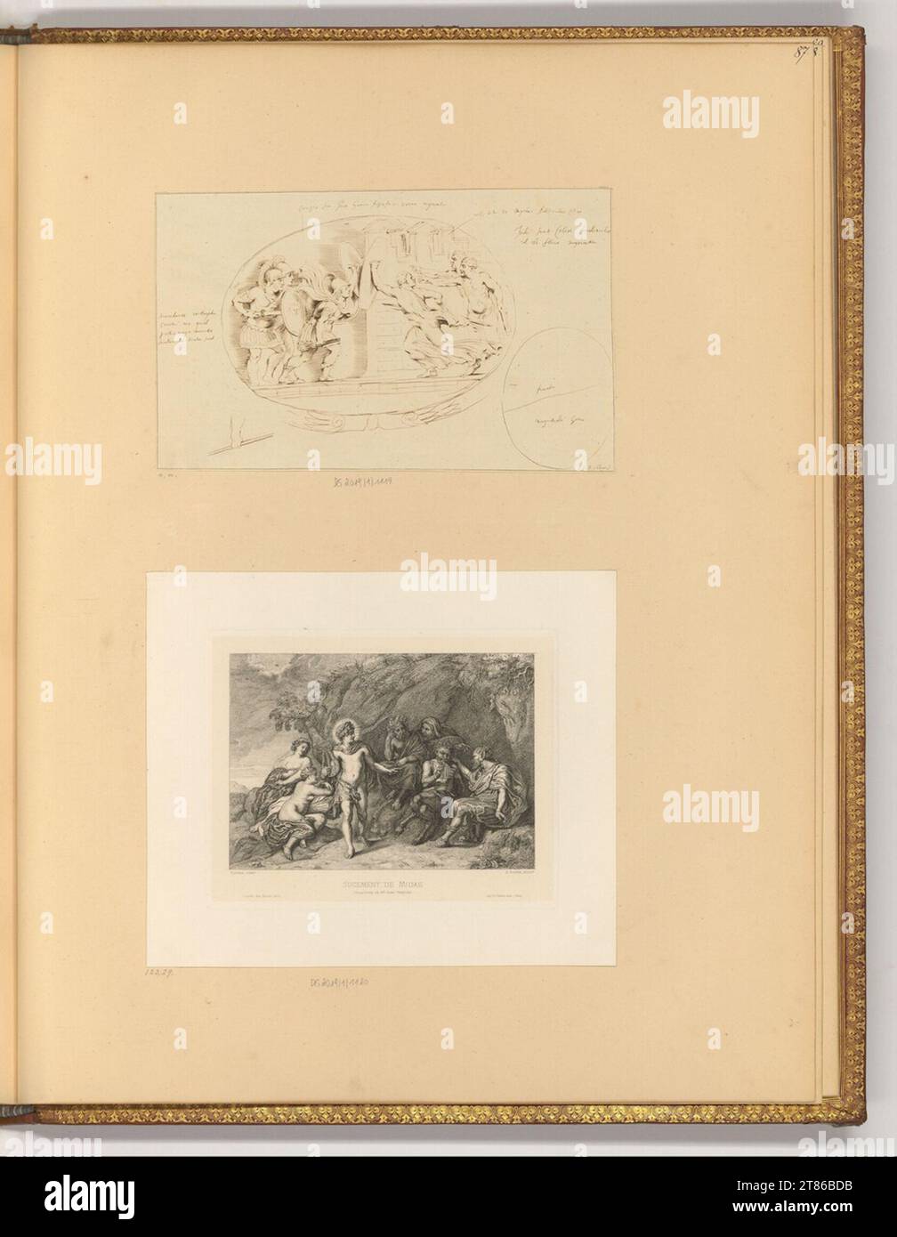 Adrien Didier (Engraver) Sketch, Roman soldiers; Midas's judgment. Cold ...