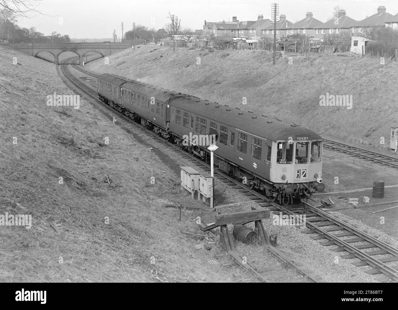 original british rail diesel multiple unit dmu on passenger service near rugby station great ...