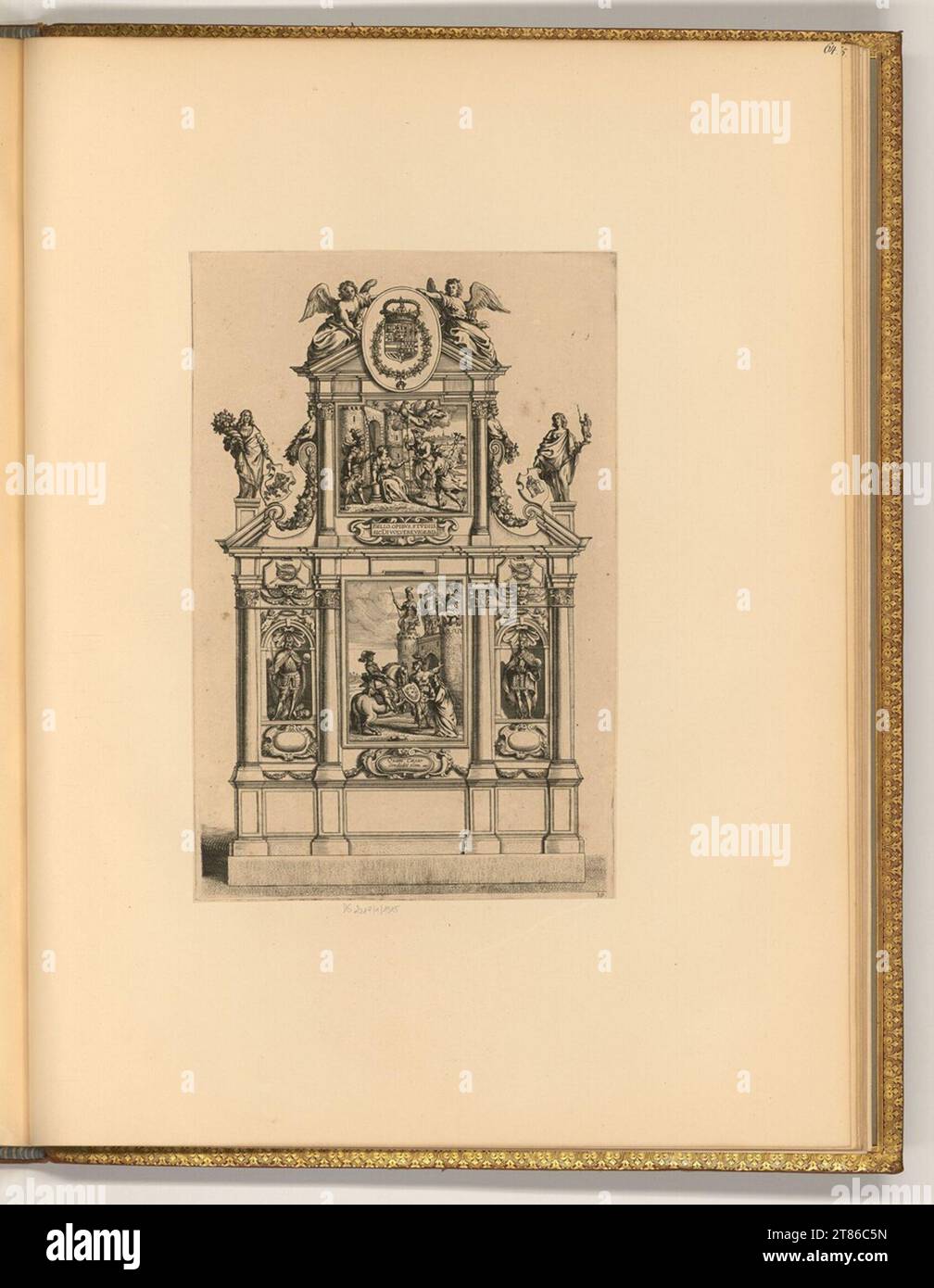 unbestimmt (Engraver) Spring facade with baroque elements and ...