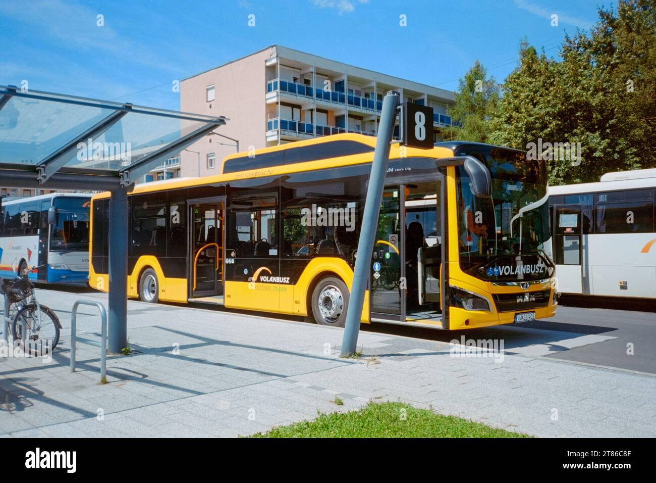 modern upgraded new model replacement bus parked at the modernised bus ...