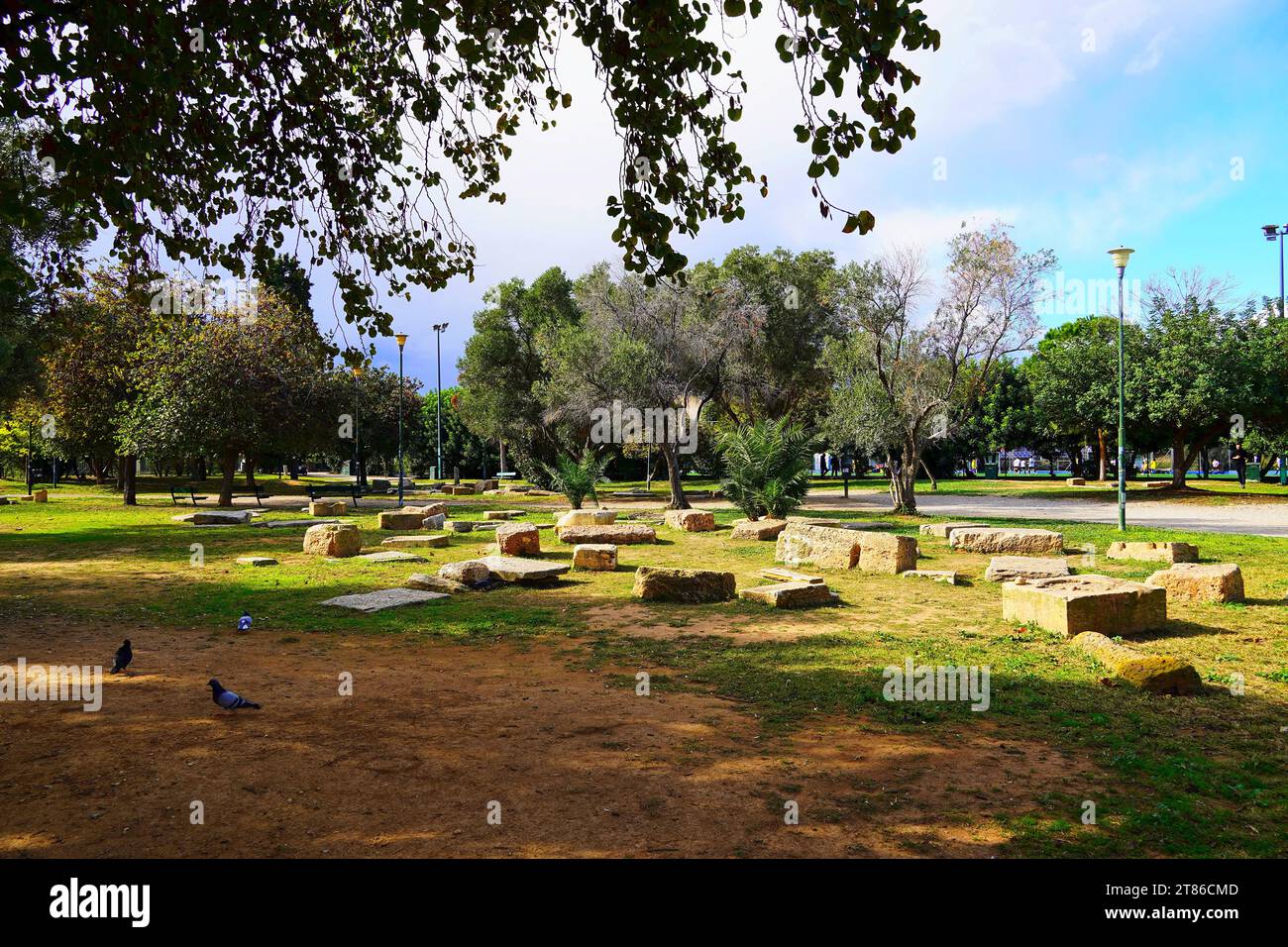 The ancient site of Plato’s Academy. Old stones in the park Stock Photo ...