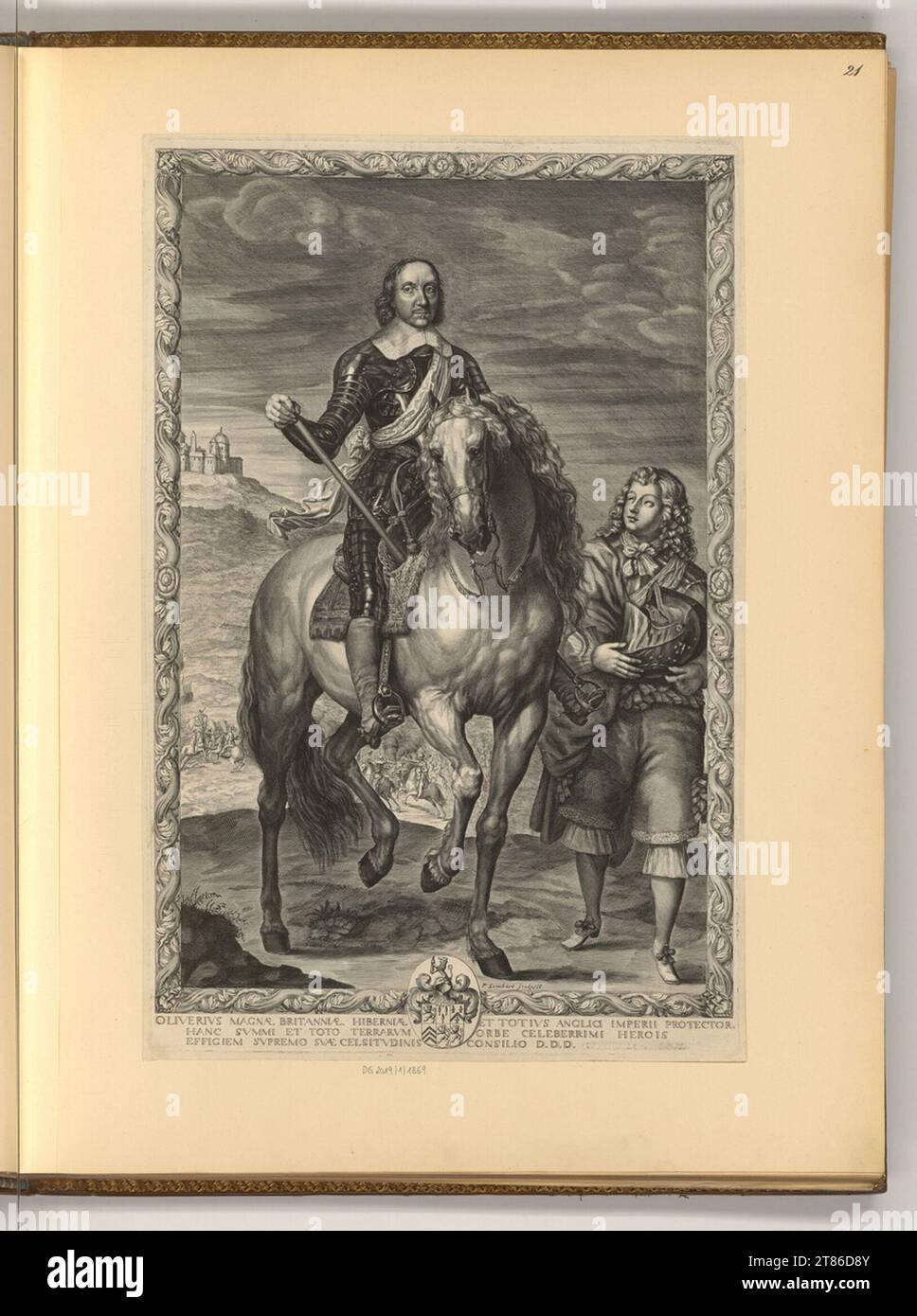 Pierre Lombard (Engraver) Rider portrait Oliver Cromwell. Copper ...