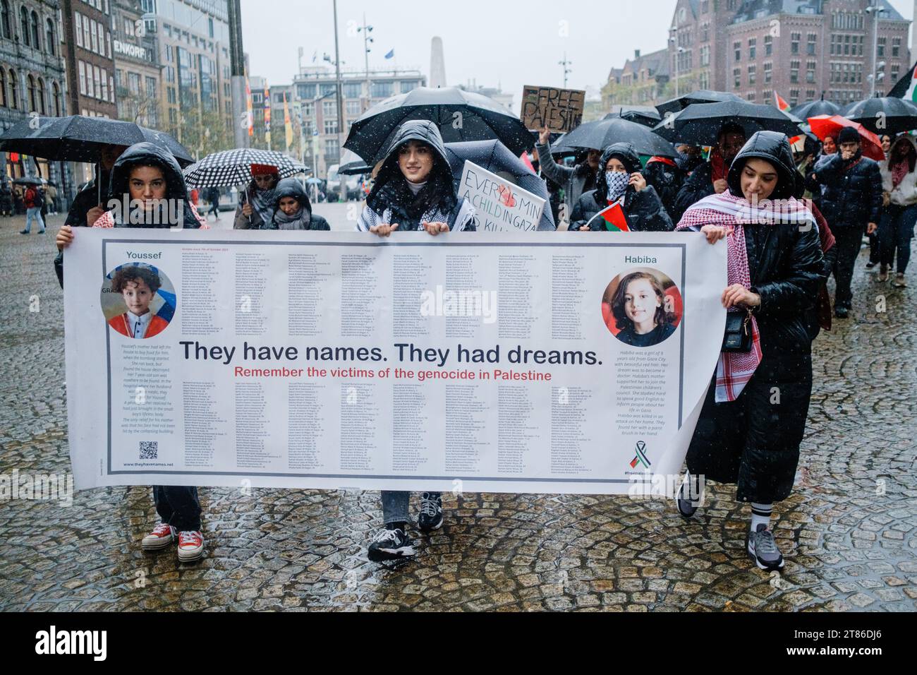 Amsterdam, The Netherlands. 18th Nov 2023. Pro-Palestine demonstrators ...