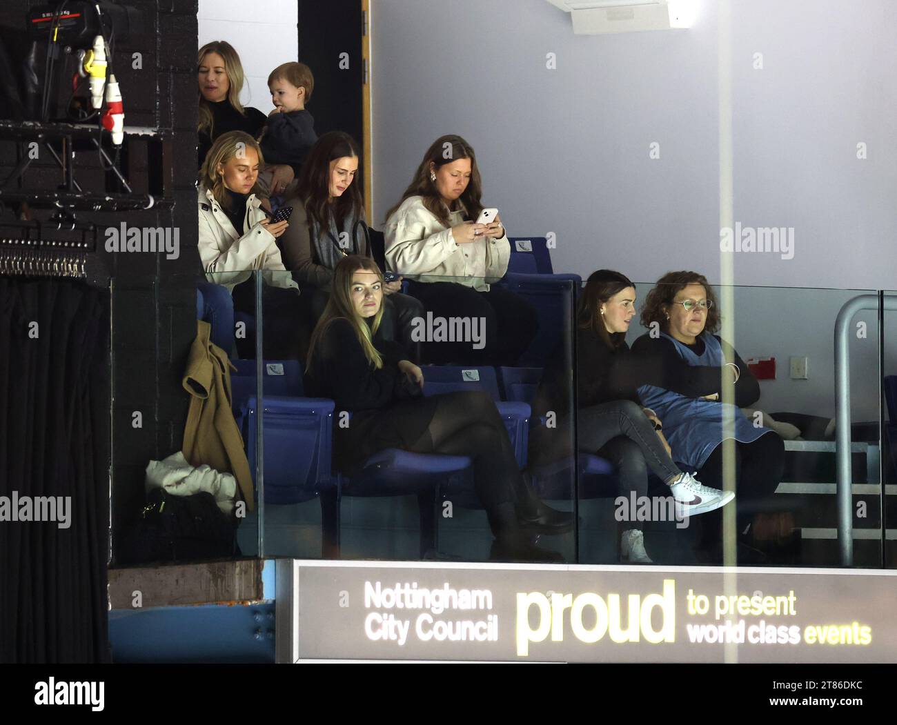 Ryan Wolfe, partner of Nottingham Panthers' Adam Johnson, in the stands ...
