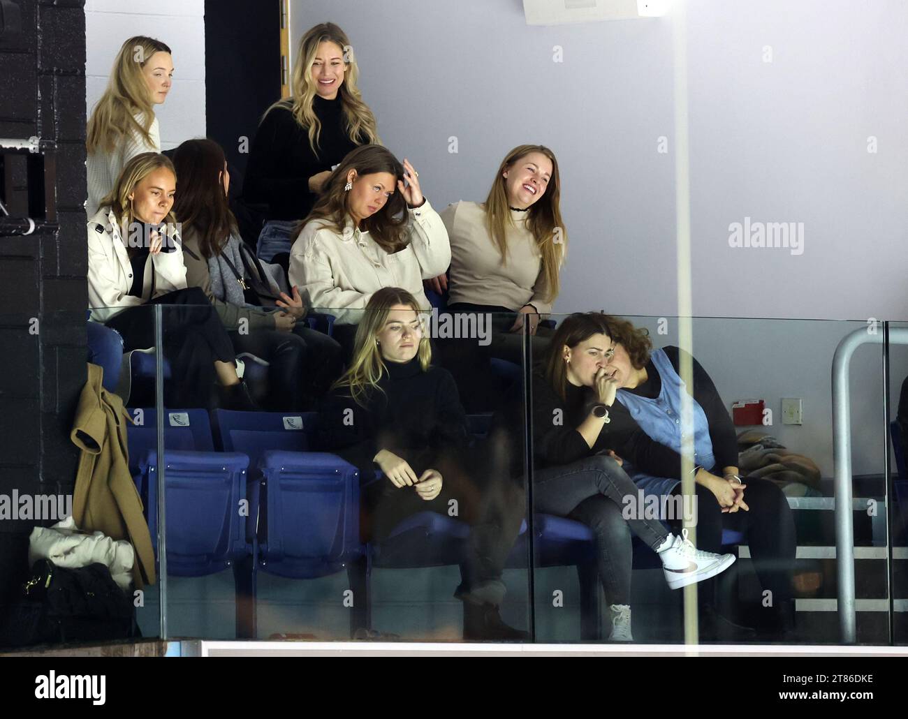 Ryan Wolfe, partner of Nottingham Panthers' Adam Johnson, in the stands ...