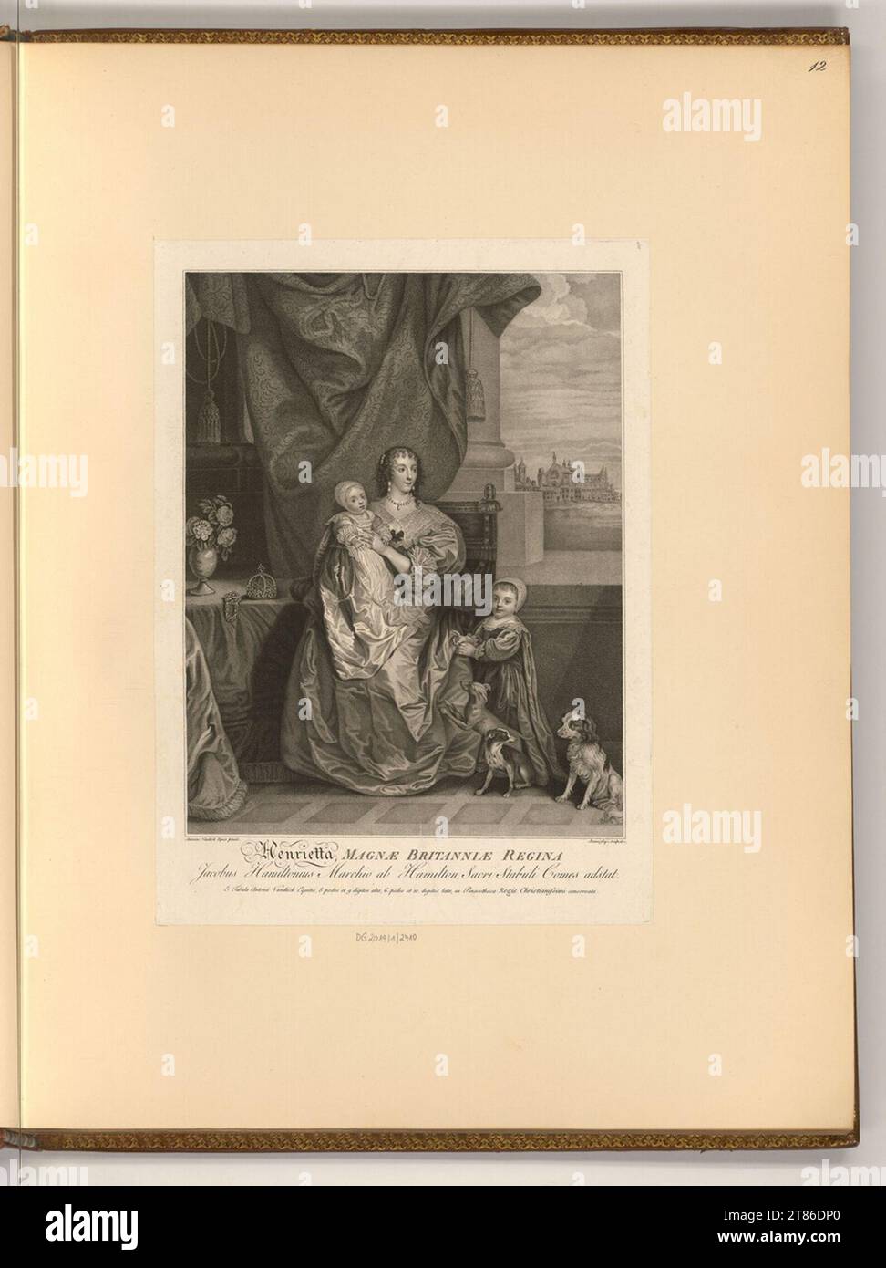 Jacques Bonnefoy (Engraver) Portrait Henrietta Maria of France. Point animal manner, copper ...