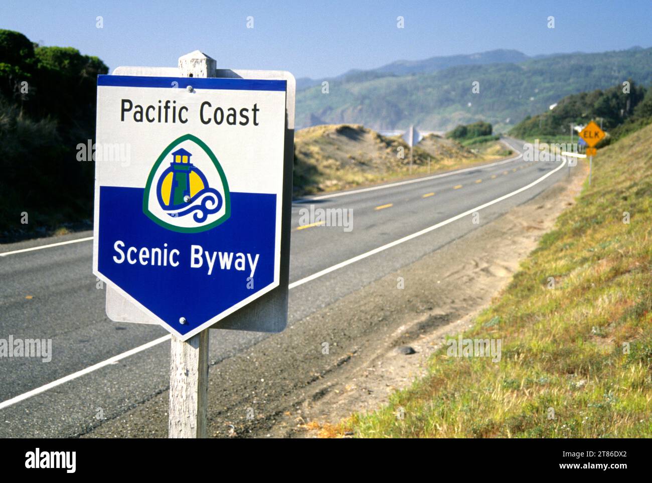 Pacific Coast Byway sign, Pistol River State Park, Oregon Stock Photo ...