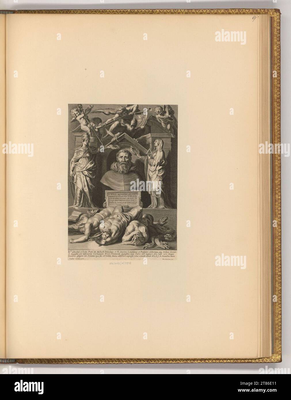 Pieter de Jode II (Engraver) Titleblatt, St. Augustine with allegorical ...