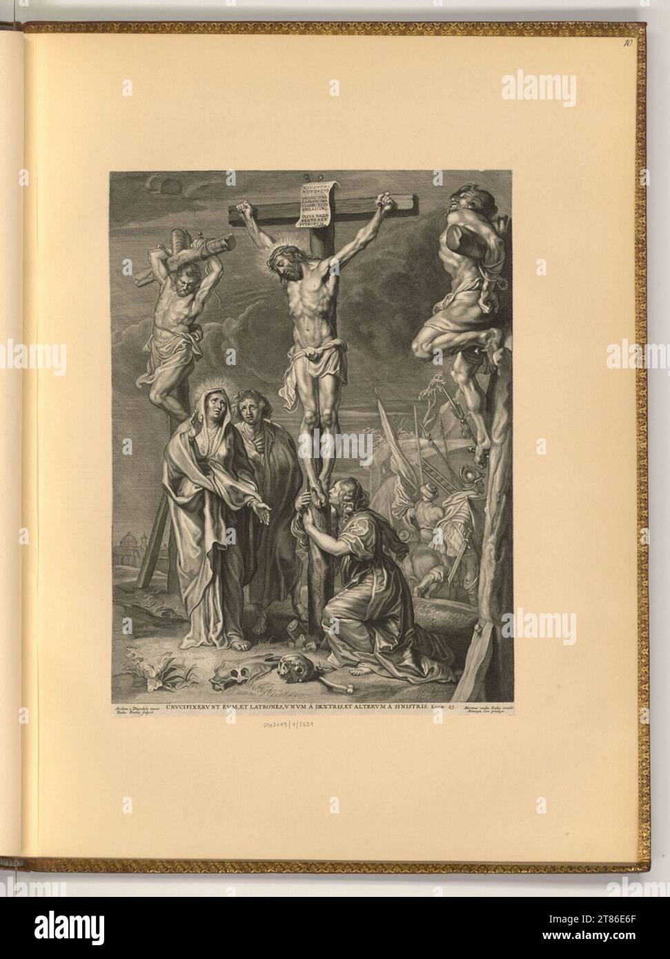 Paulus Pontius (Engraver) Christ on the cross between the two shaves. Copper engraving print ...