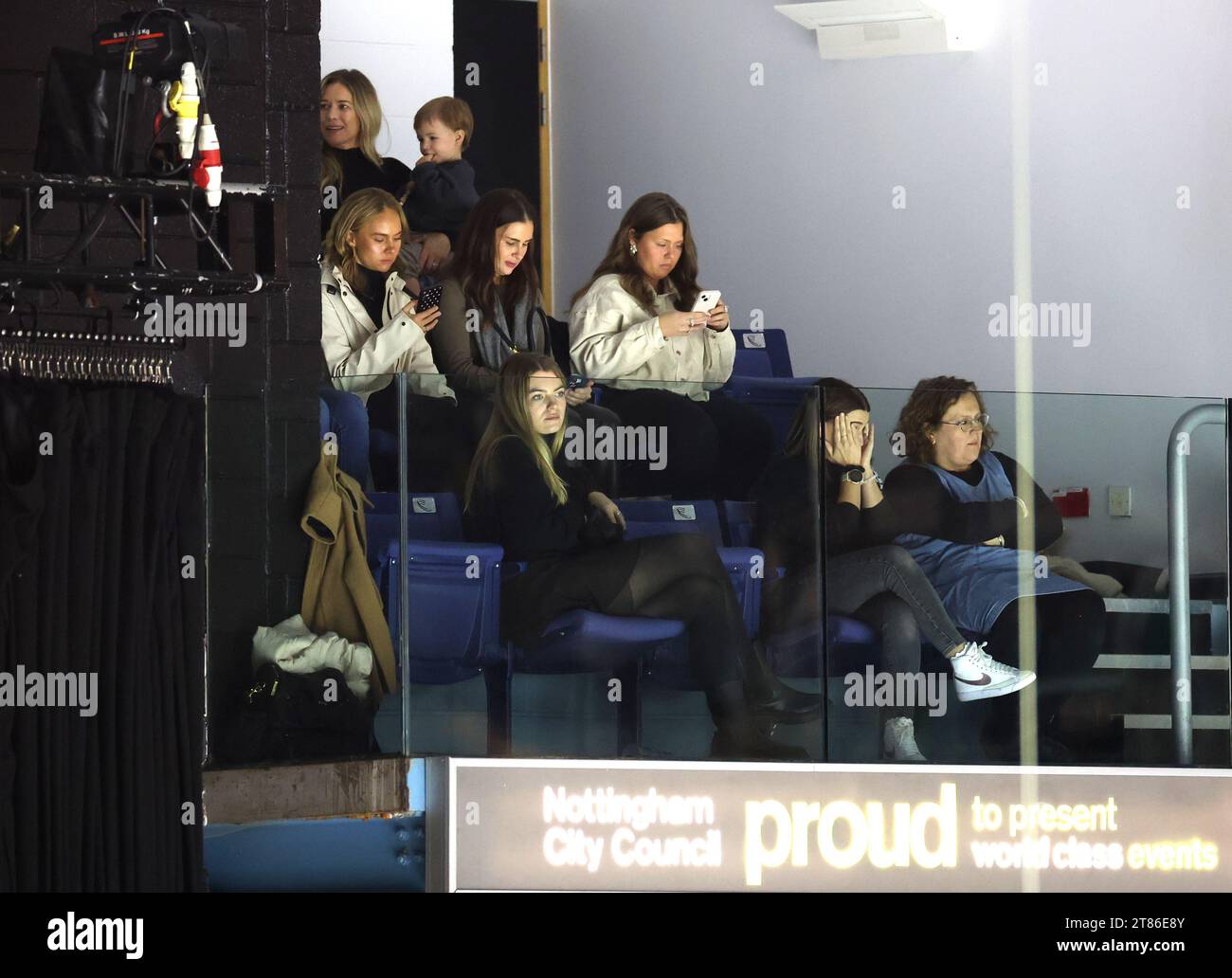 Ryan Wolfe, partner of Nottingham Panthers' Adam Johnson, in the stands ...