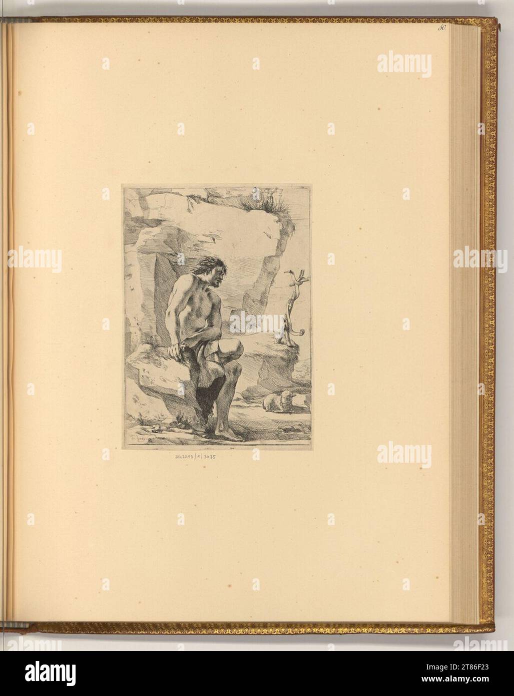 unbestimmt (Engraver) John the Baptist in the desert. etching 17. Century , 17th century Stock ...