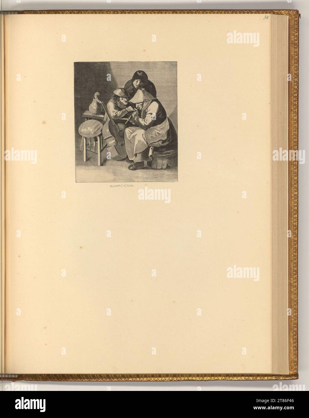 unbestimmt (Engraver) Three musicians. Copper engraving, etching 17. Century , 17th century ...