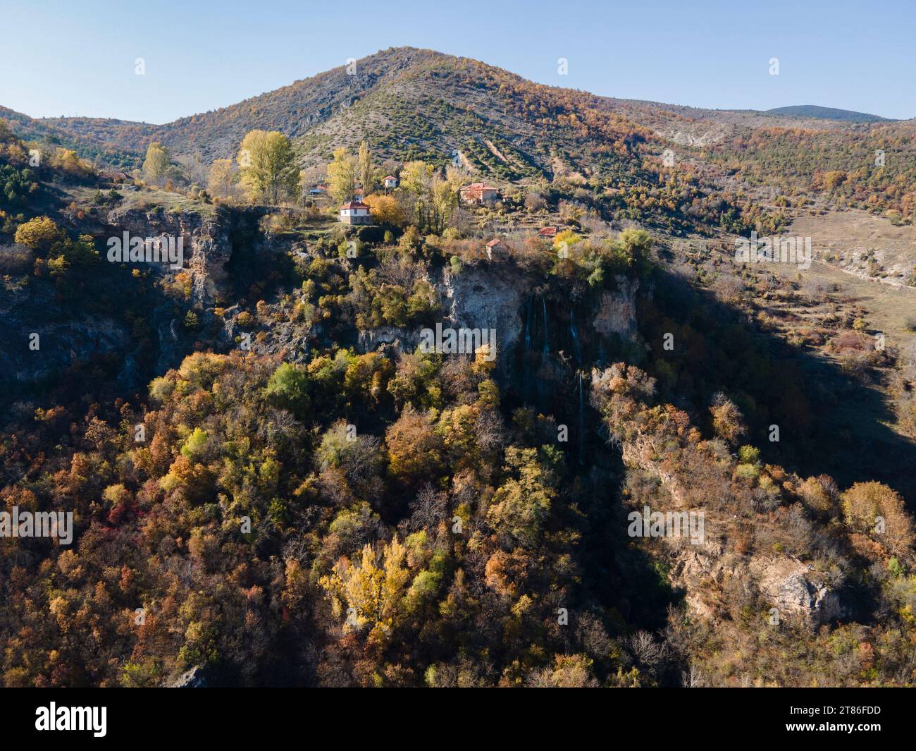 Aerial Autumn view of Zemen Gorge, Kyustendil Region, Bulgaria Stock ...