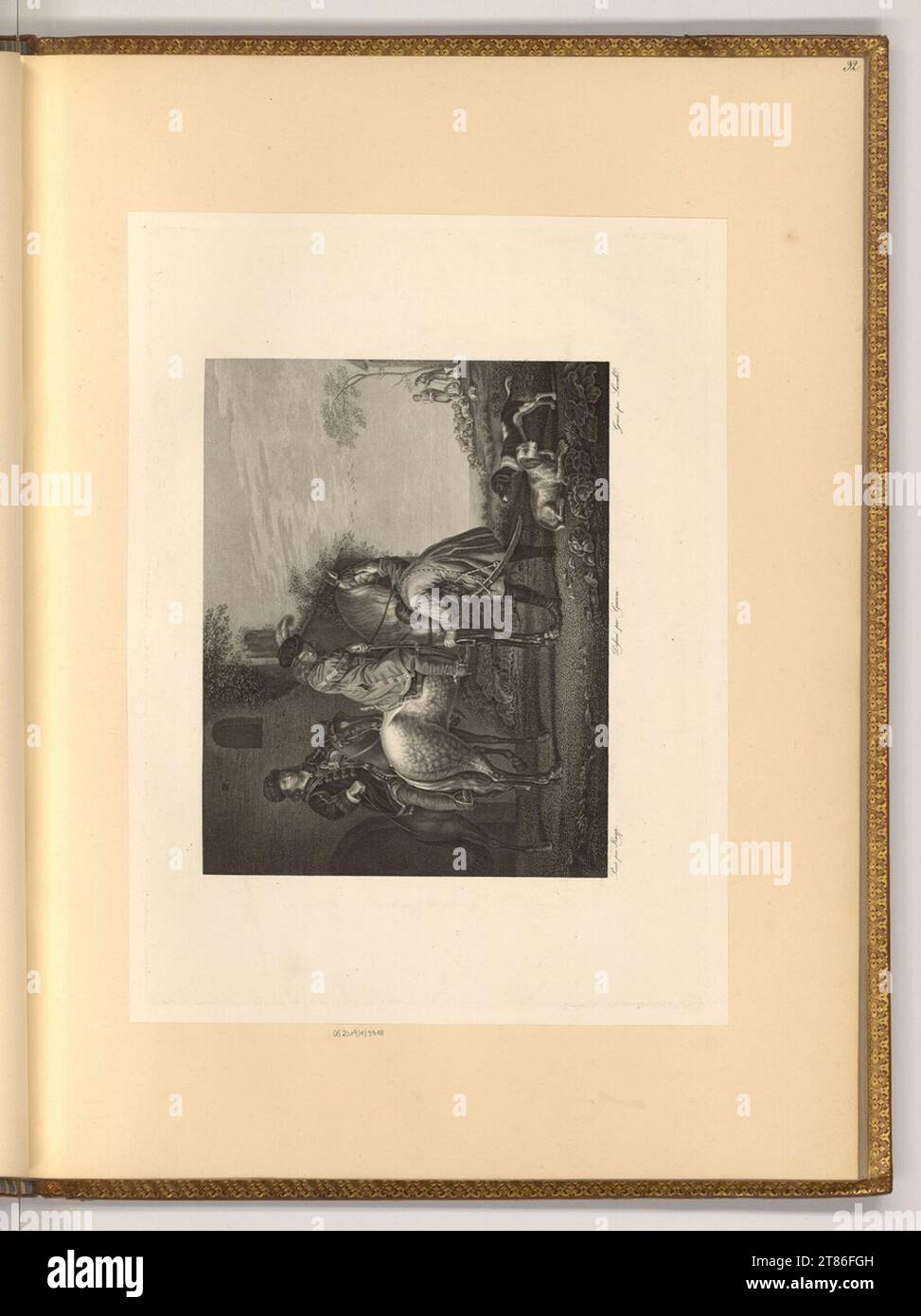 Jacques Lavallée (Engraver) Two riders. Etching, copper engraving 1800 ...