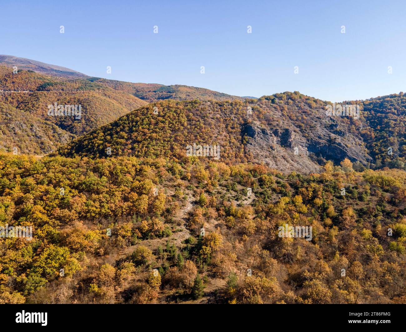 Aerial Autumn view of Zemen Gorge, Kyustendil Region, Bulgaria Stock ...