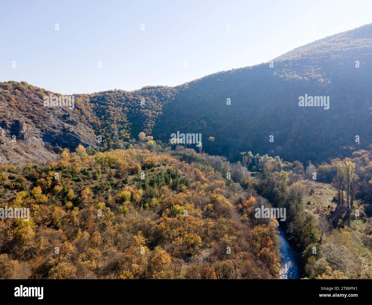 Aerial Autumn view of Zemen Gorge, Kyustendil Region, Bulgaria Stock ...